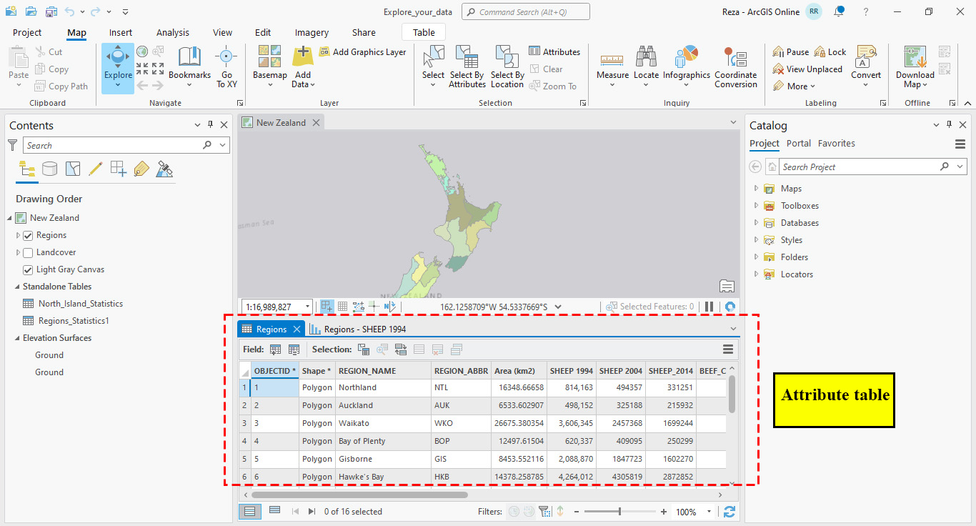 کار با Attribute table در نرم افزار ArcGIS Pro
