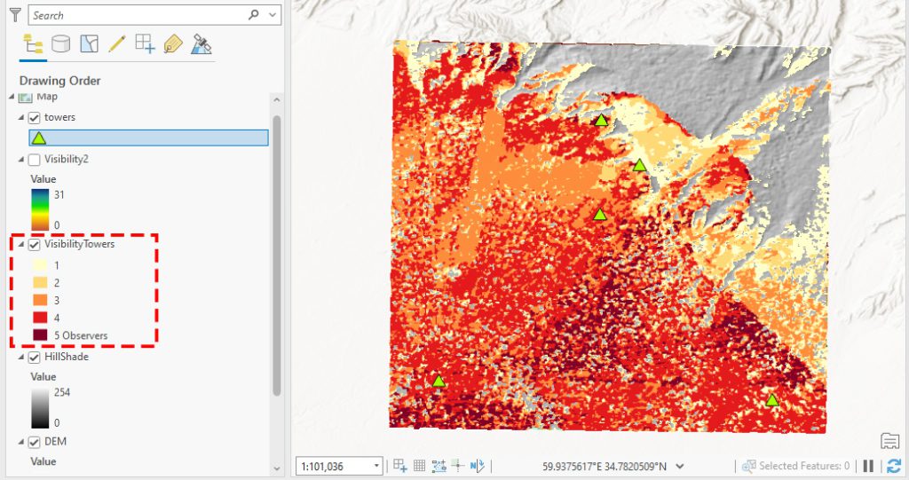 چطوری میدان دید در ArcGIS Pro برای یک برج دیدبانی بسازم؟