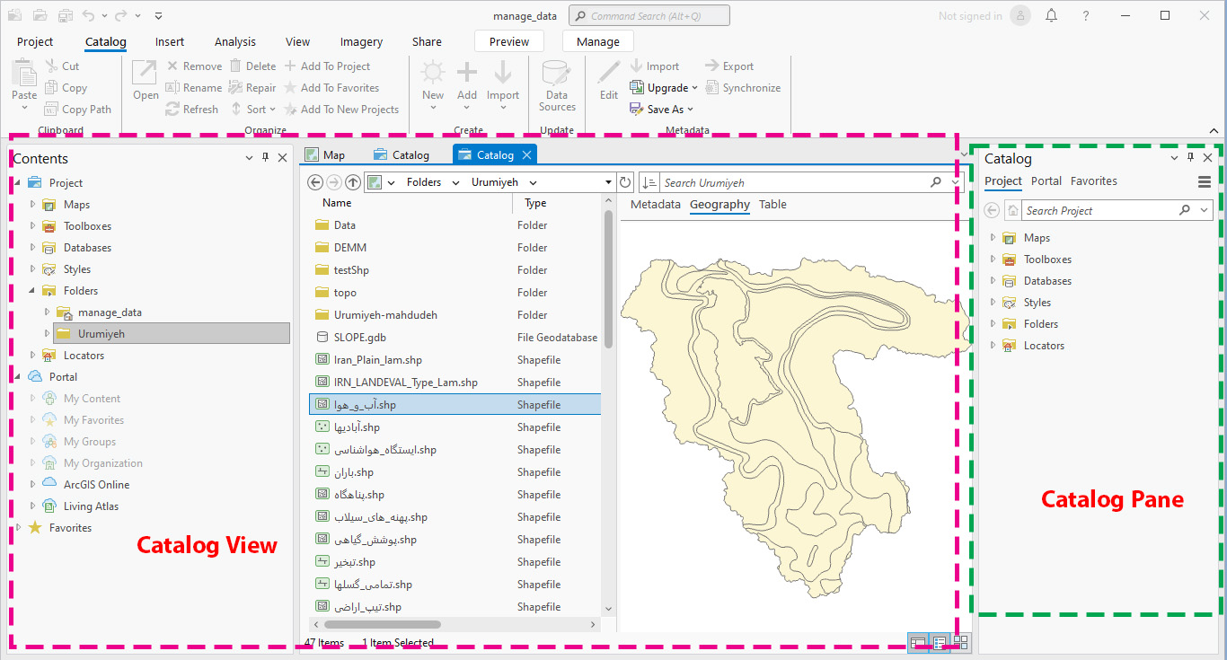 مدیریت فایل و ژئودیتابیس در ArcGIS Pro